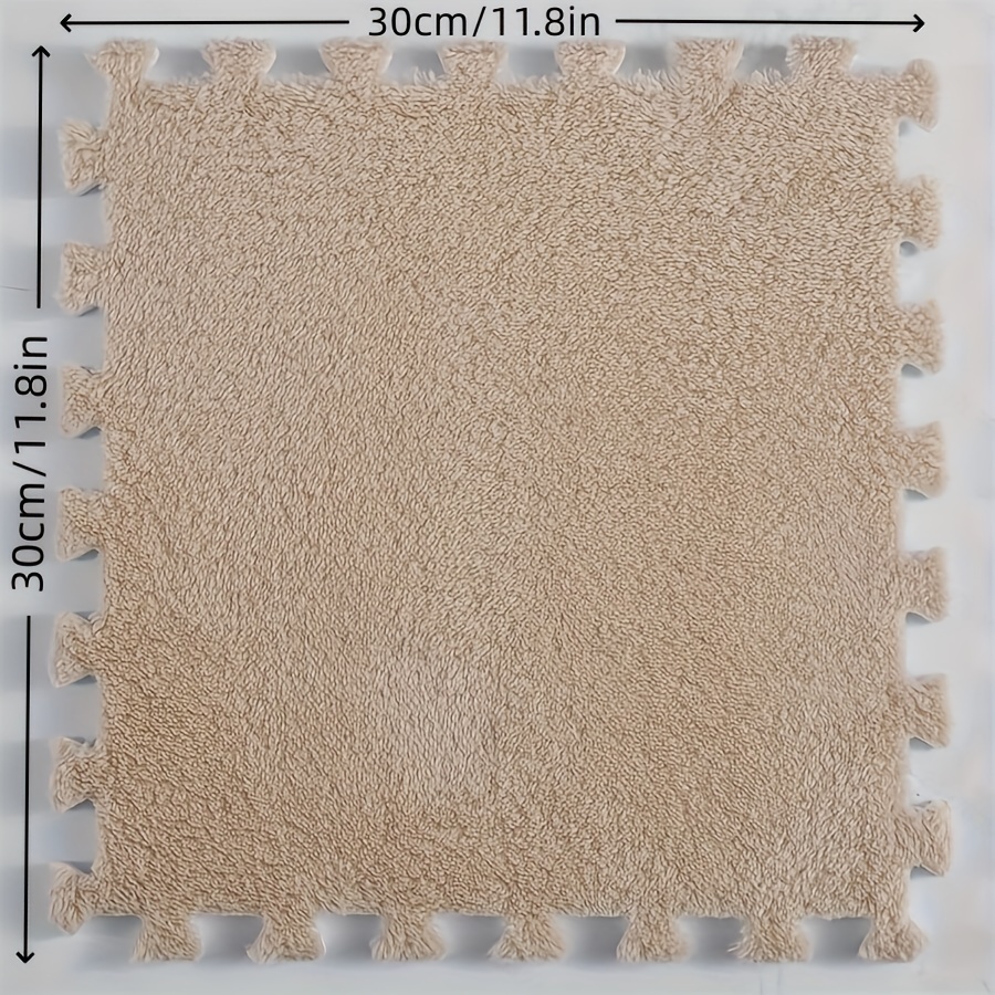 8-piece Interlocking Plush Carpet Tiles, Polyester & Tpr, Hand Wash ...