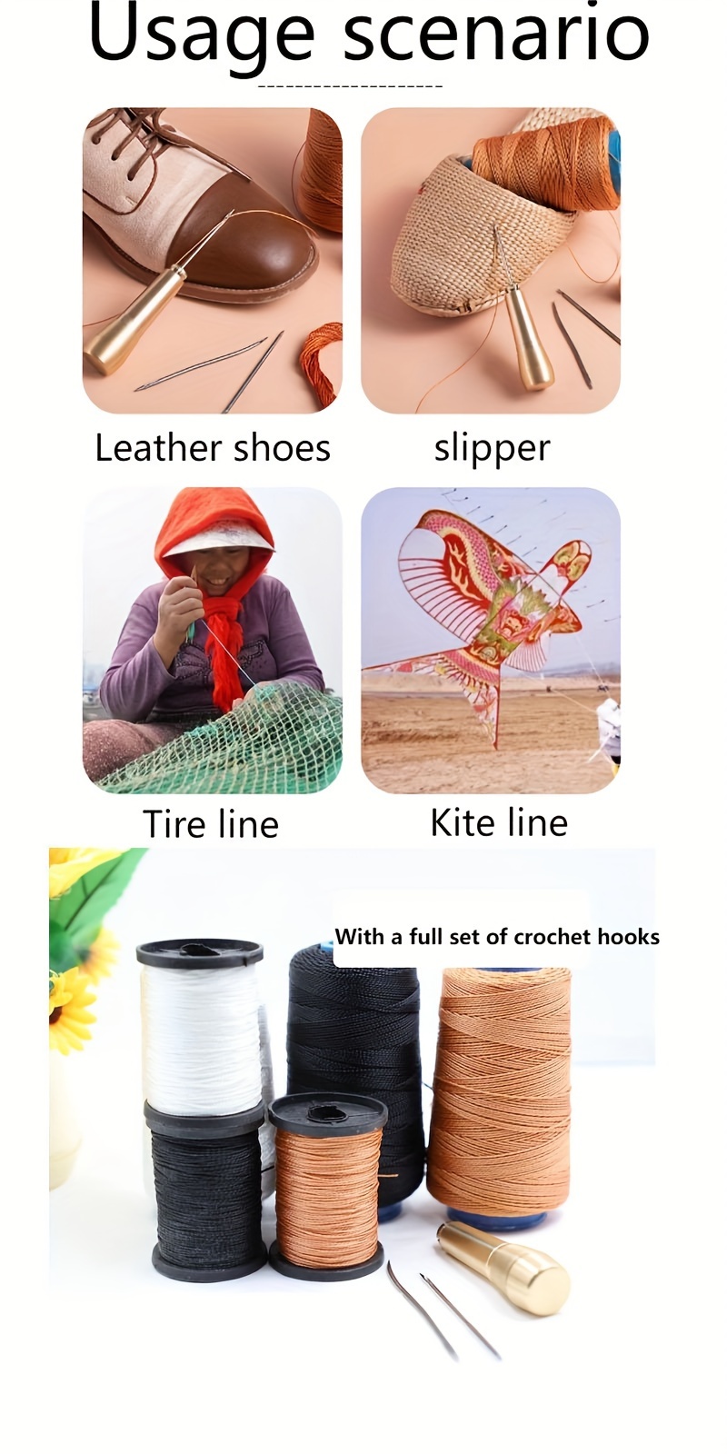 Complete Faux Repair Kit Waxed Thread Awl Needle Copper - Temu