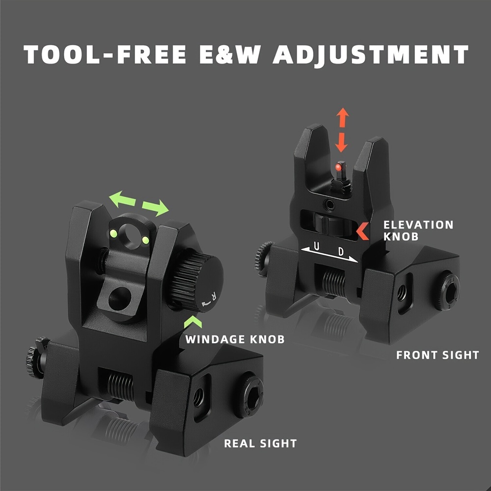 Fiber Optic Iron Sights Flip Iron Sight Front Rear Sights - Temu