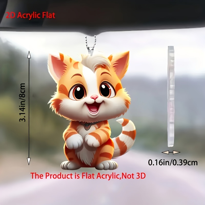 Adorable Cute Cat 2d Acrylic Decorative Pendant Perfect Car - Temu New ...