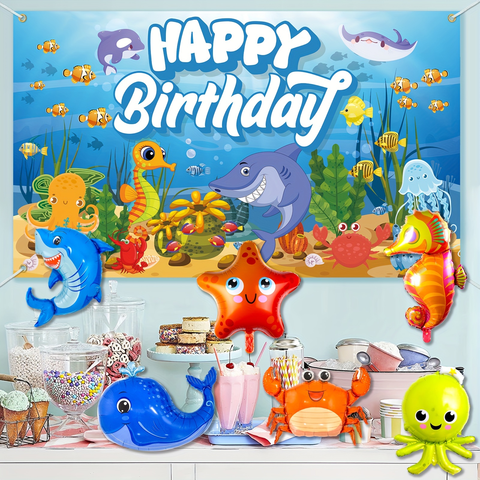 Sea Party Decorations Set Ocean Animals Theme Birthday Party - Temu