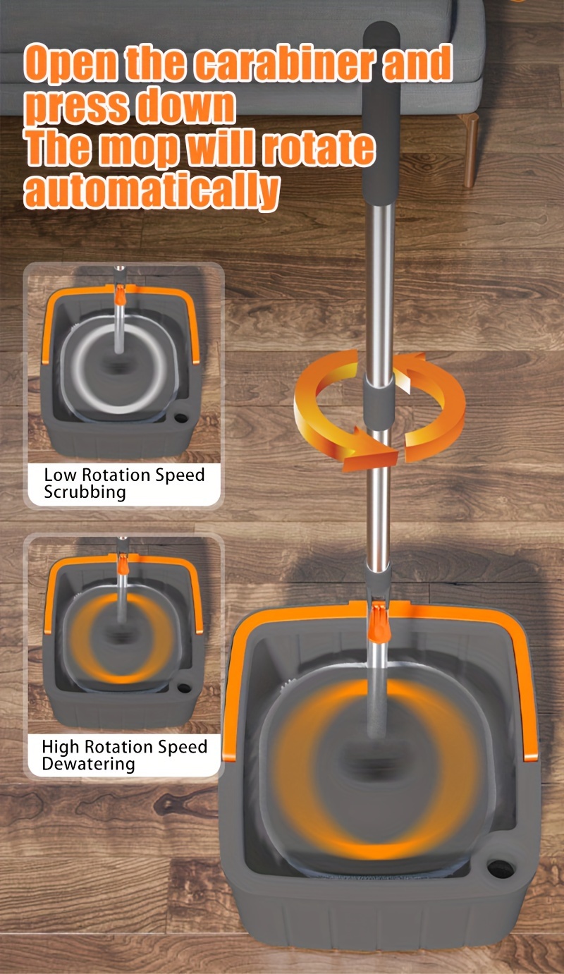 Lazy Flat Mop With Belt Bucket Mopping Cloth, Square Mop Bucket 2 ...