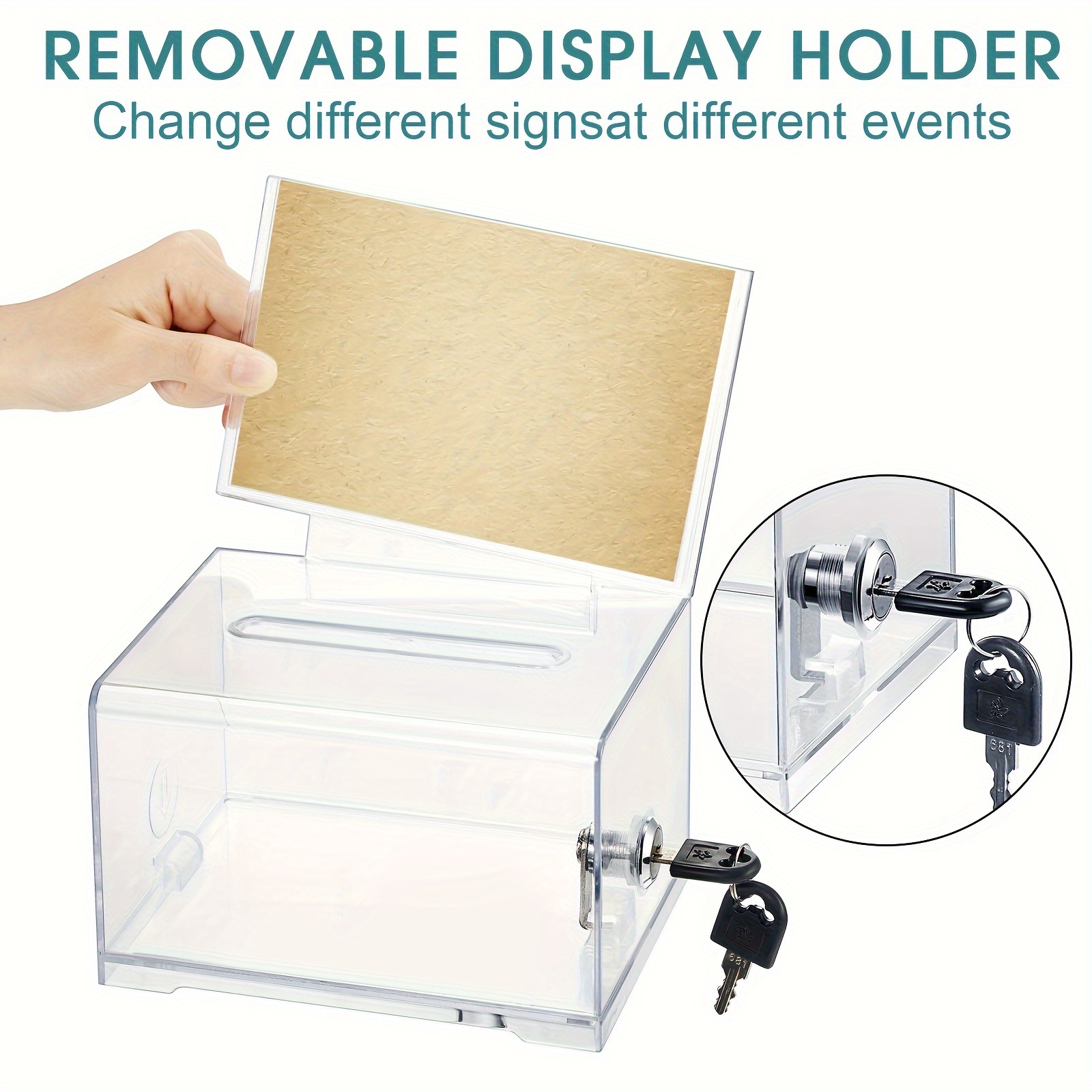 Acrylic Donation Box Lock Sign Holder Clear Box Slot - Temu