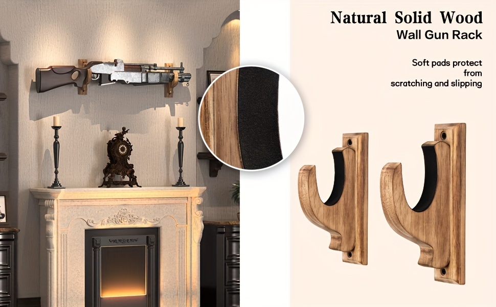 Gun Rack Wall Mount Real Wood Shotgun Rifle Wall Mount - Temu South Africa