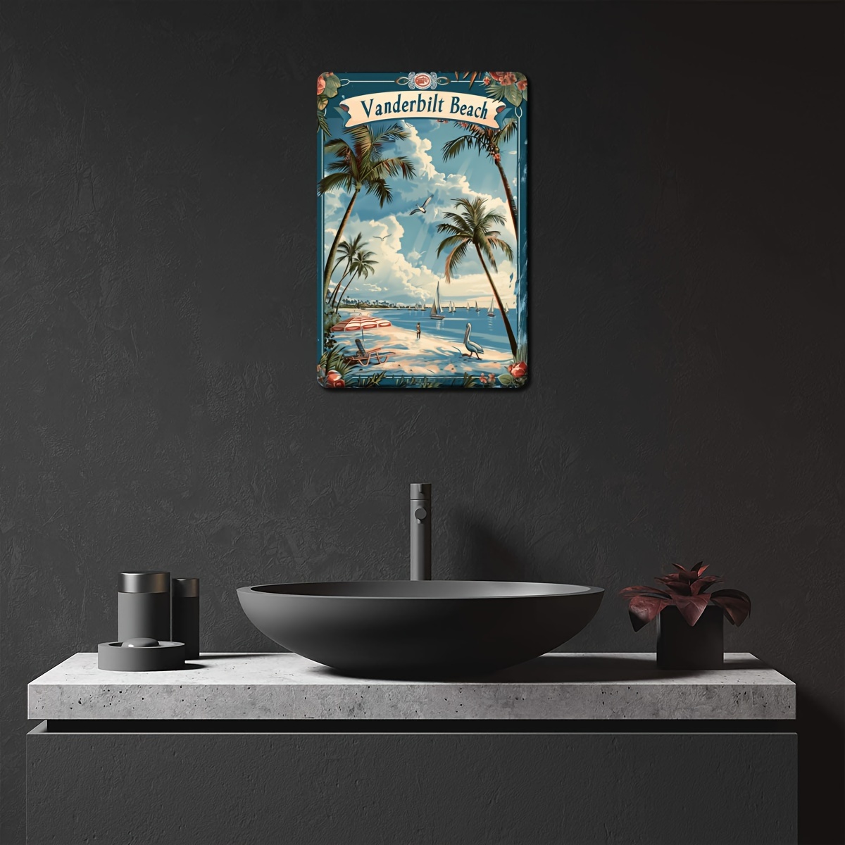 beach vintage metal tin sign foil engraving iron - Temu