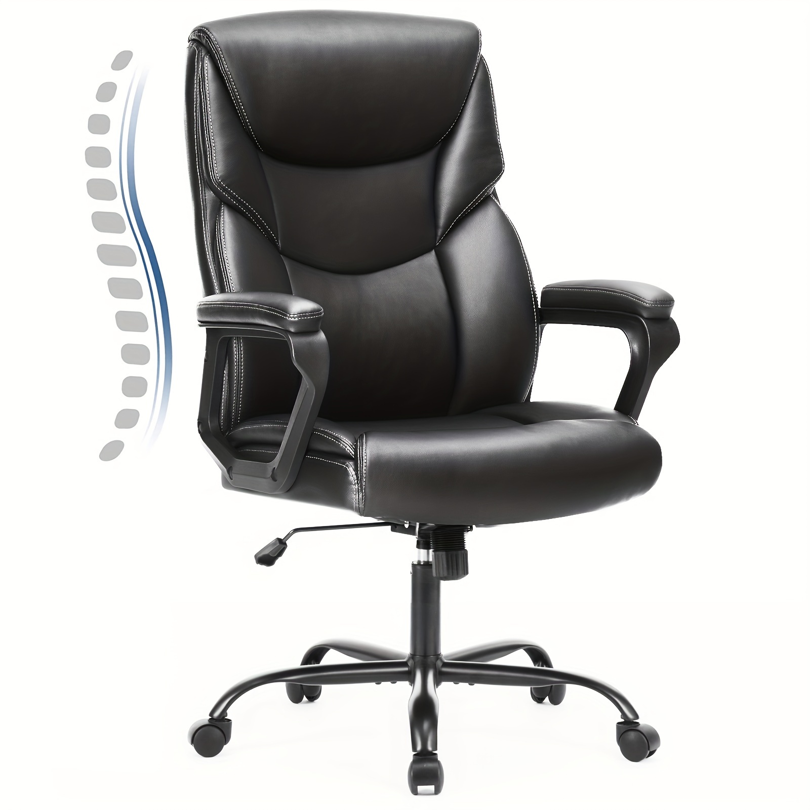 Black pu leather high back office chair executive task ergonomic computer desk store