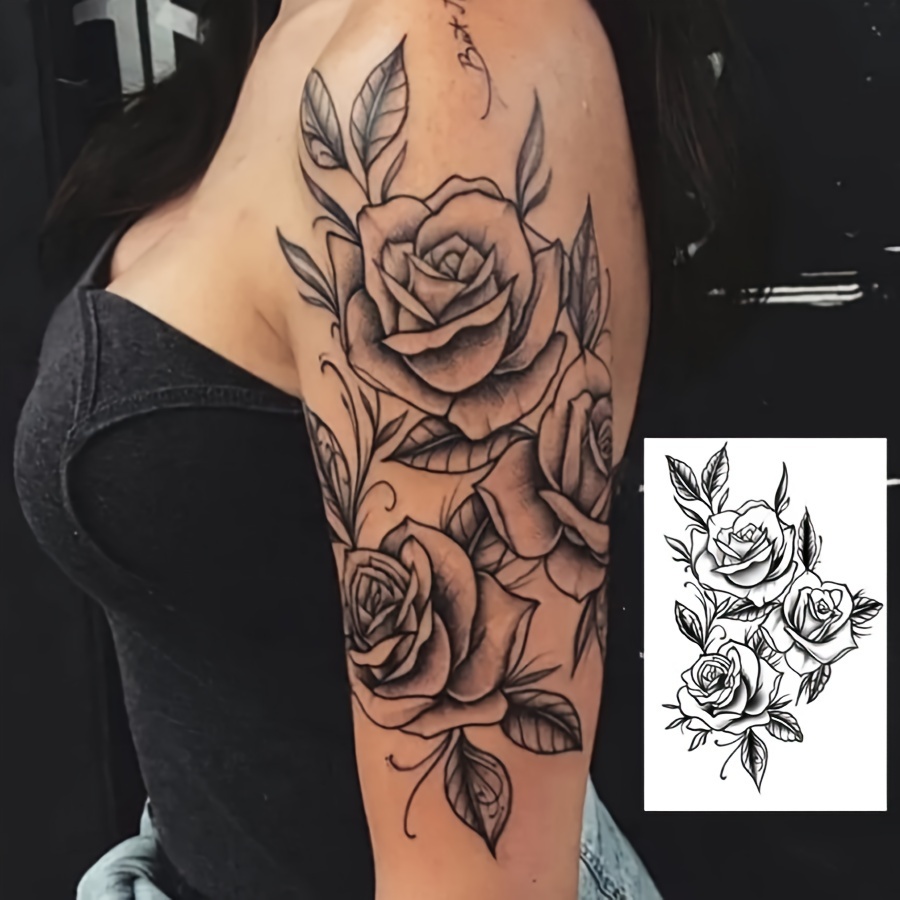 3d Temporary Tattoo Set Snake Rose Butterfly Designs Arms - Temu