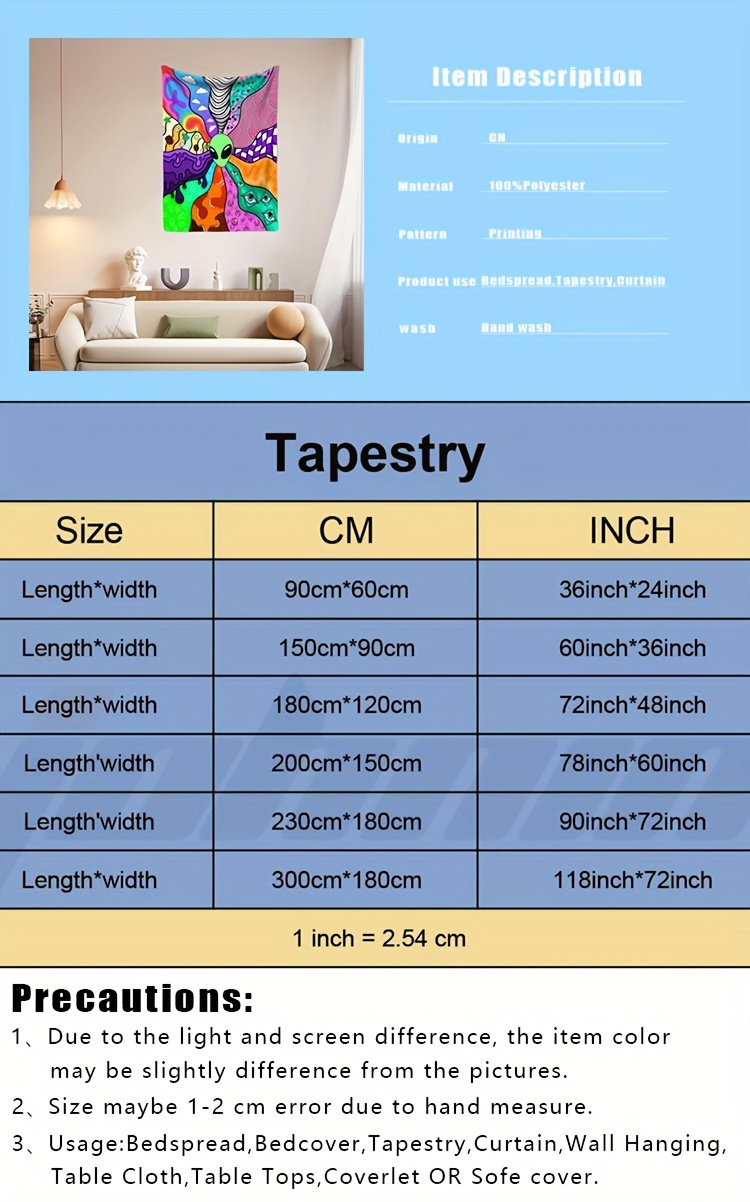 Cartoon Print Tapestry Trippy Aesthetics Home - Temu Canada