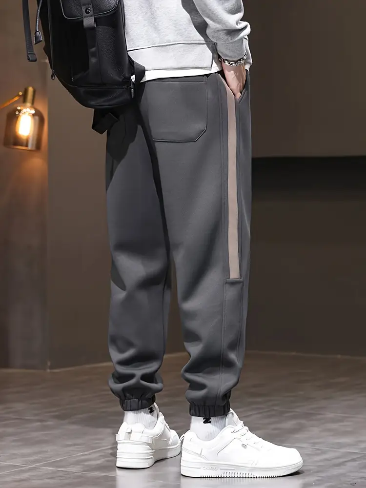 Mens Stylish Comfy Solid Joggers Pockets Active Breathable Temu