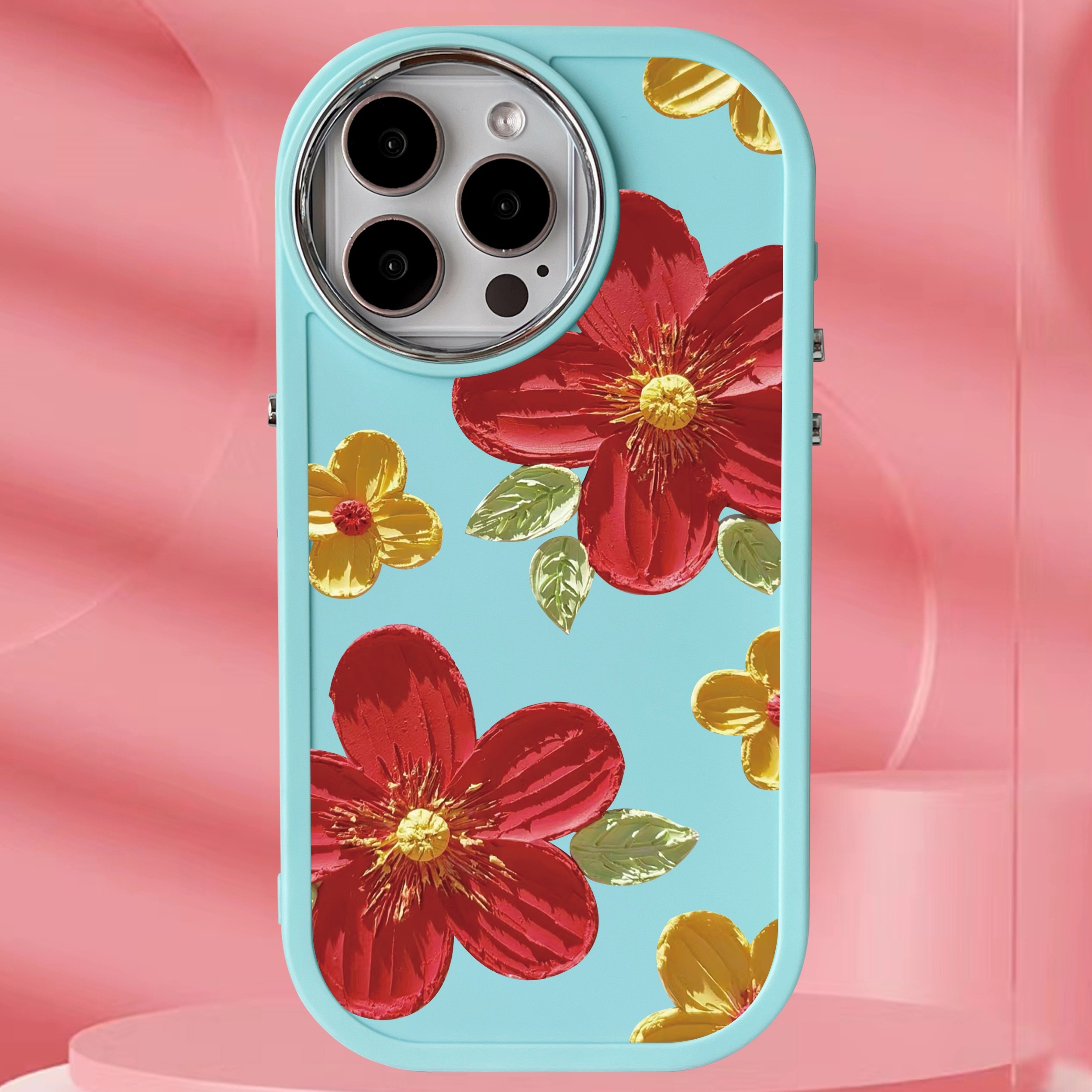 Electroplated Button Flower Pattern Phone Case Iphone - Temu Australia