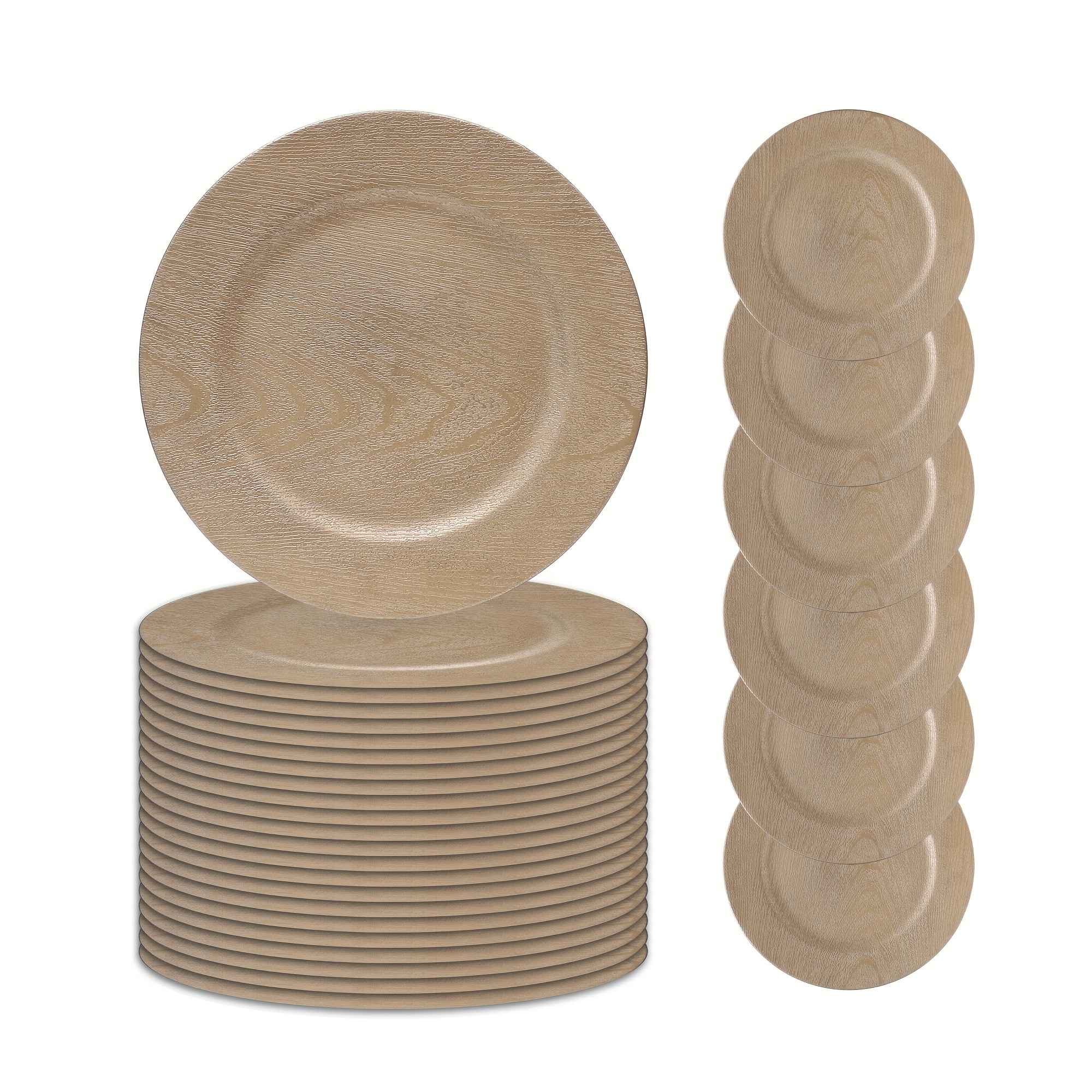 Elegant Golden Charger Plates Wooden Texture Perfect - Temu