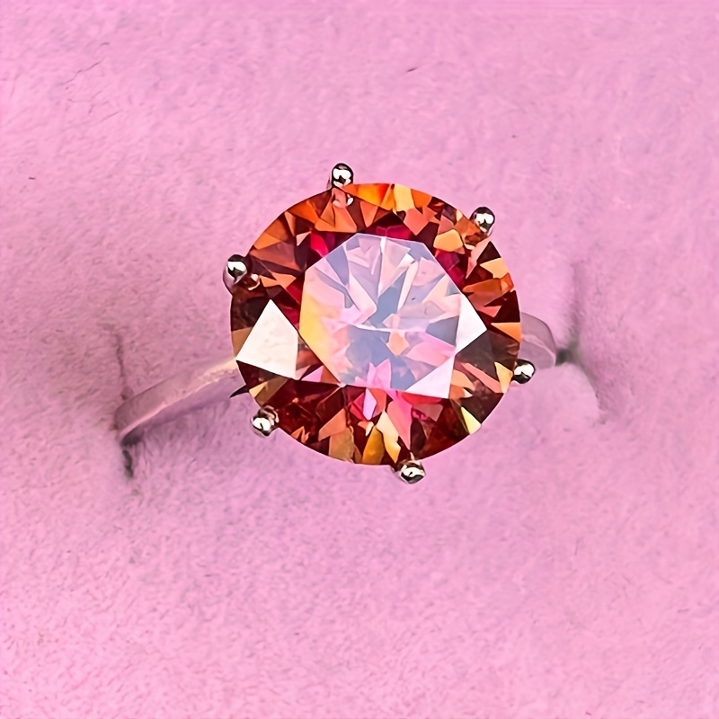 Colorful Red Sparkling Gorgeous Moissanite Ring 925 Sterling - Temu ...