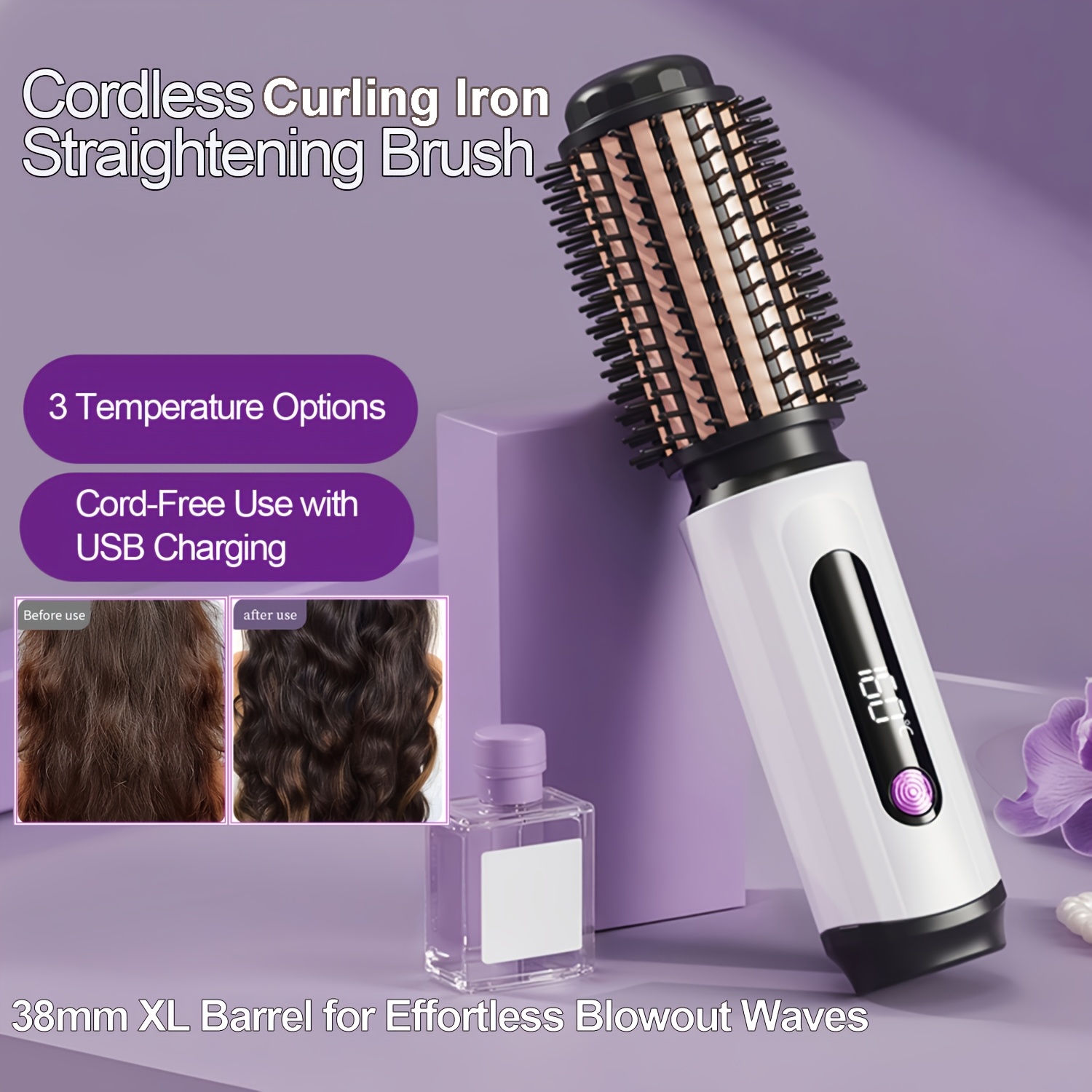 cordless hair curler sold on Temu Canada