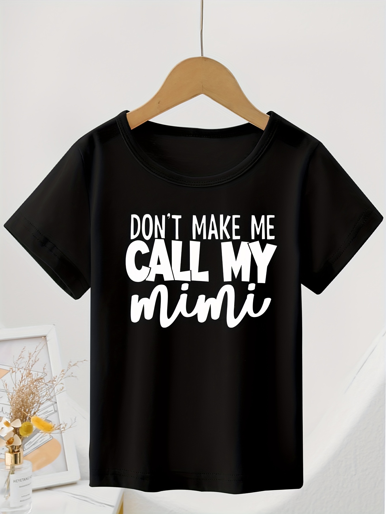 Don't Make Call Mimi Print Girls' Crew Neck Cotton Tees - Temu Ireland