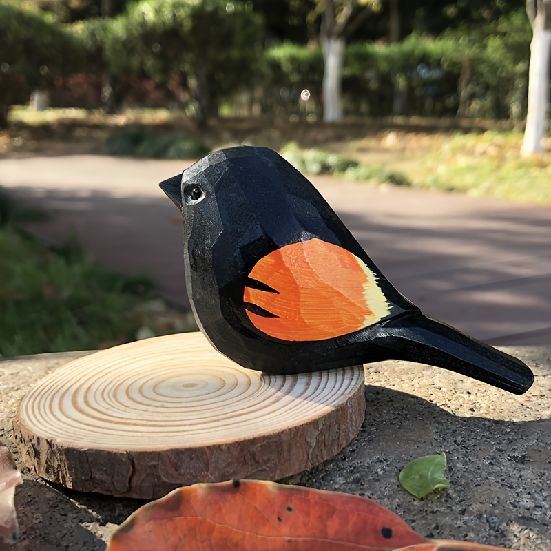 Handcrafted Wooden Bird Figurine Versatile Home - Temu