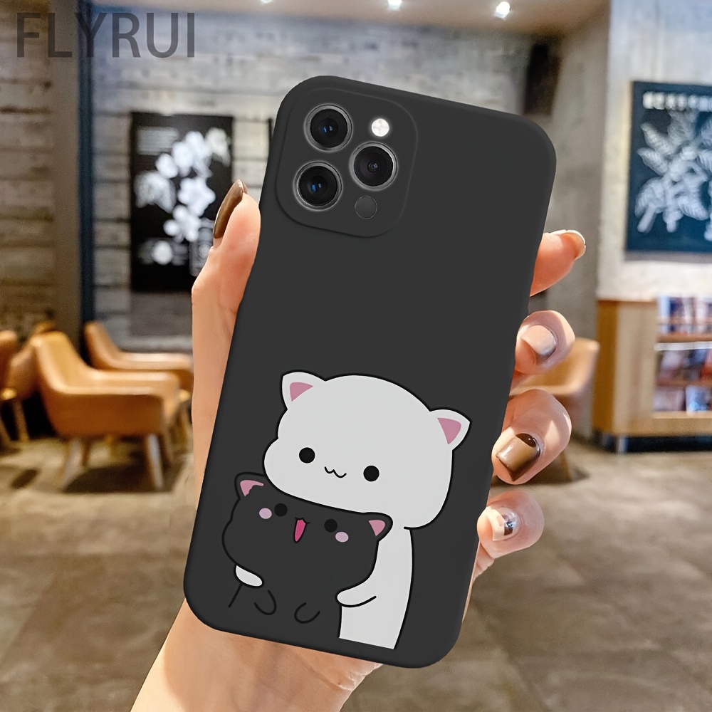 Cute Cat Graphic Printing Silicone Phone Case 360 Degrees - Temu United ...