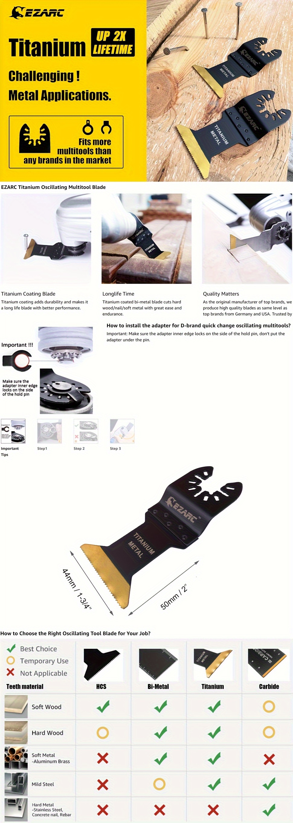 "multi material" Ezarc Titanium Oscillating Saw Blades 1 Bi - Temu Oman