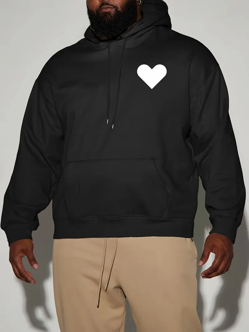 Plus Size Heart Logo Graphic Print Hoodie Cool Sweatshirt Temu Denmark
