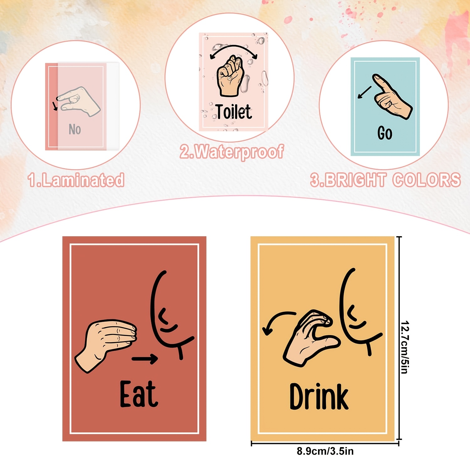 Classroom Sign Language Poster - 24 Handheld Language Cards with Commo ...