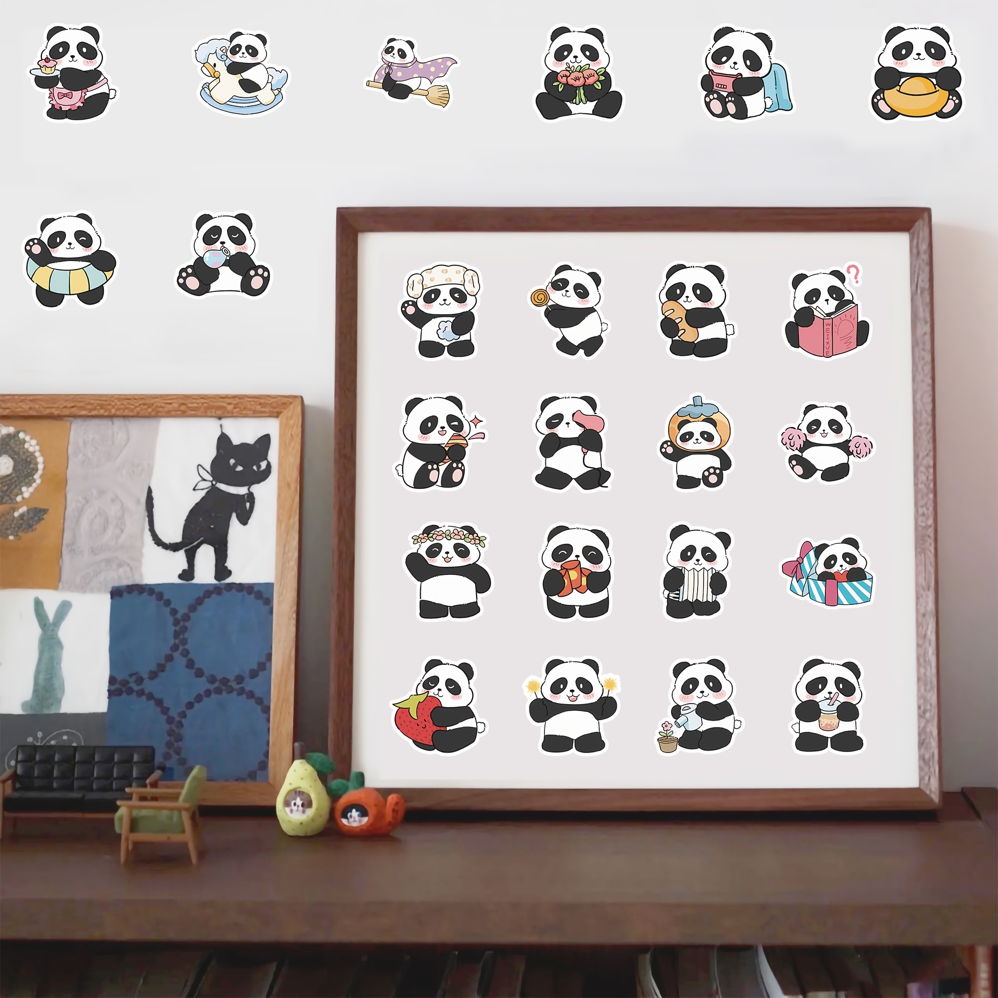 Pandas Stickers Water Bottle Laptop Colorful Hat - Temu