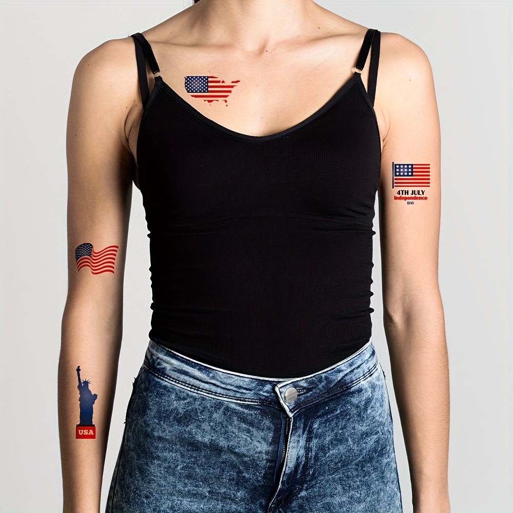 Patriotic Temporary Tattoos Set American Flag Independence - Temu