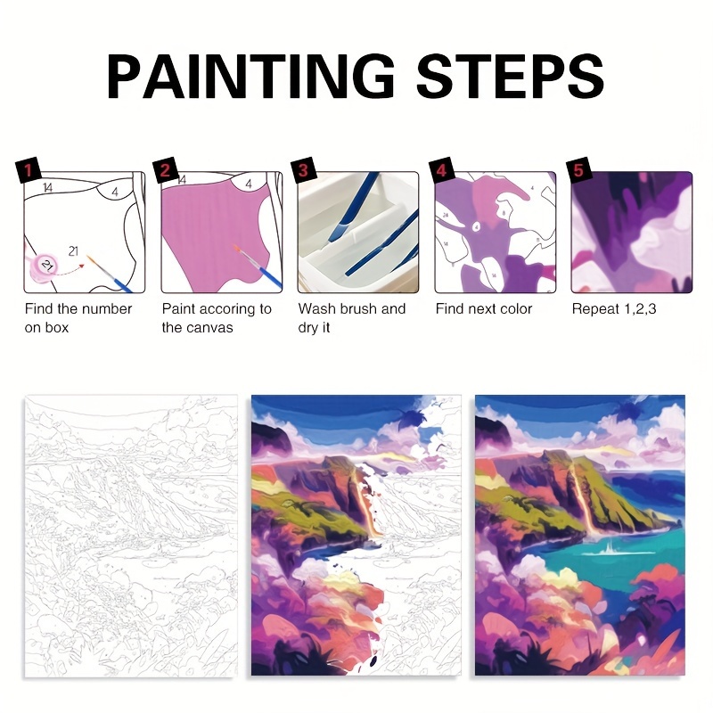 Diy Paint Numbers Adults Kit – Sunset Scene – - Temu