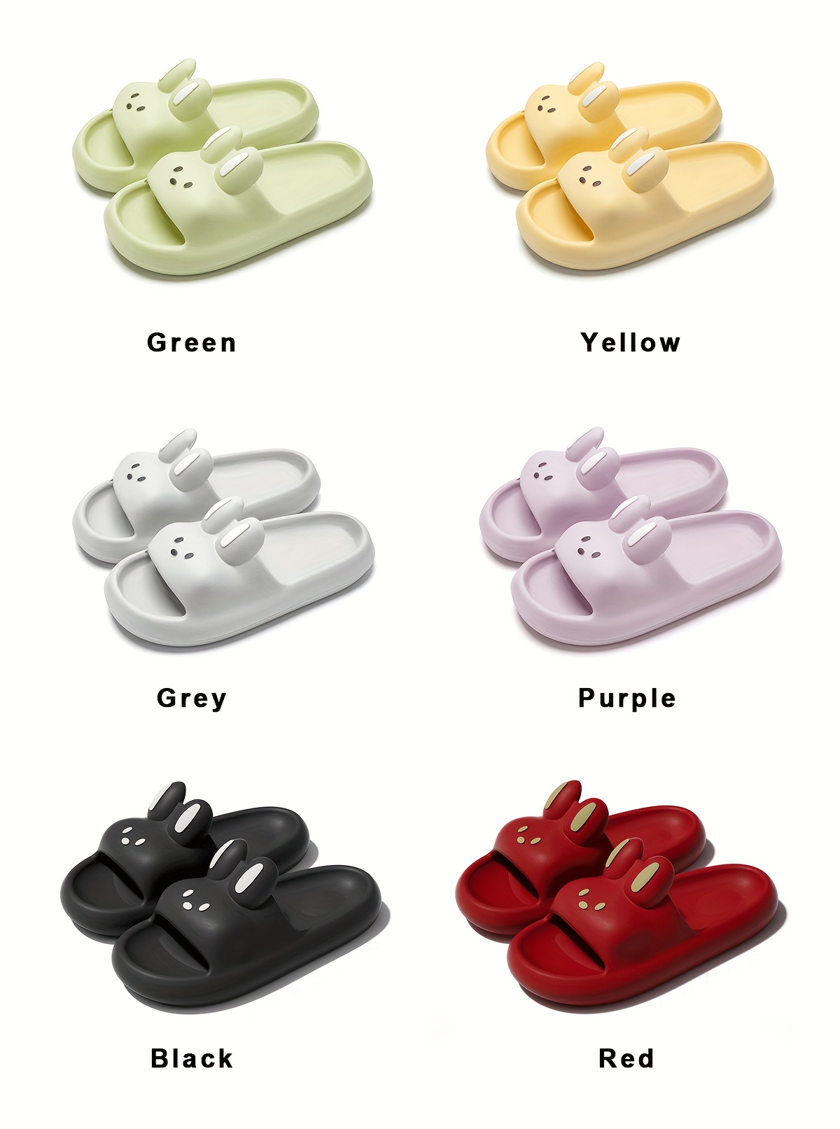 Cute Cartoon Rabbit Slide Shoes Solid Color Open Toe Soft - Temu Australia