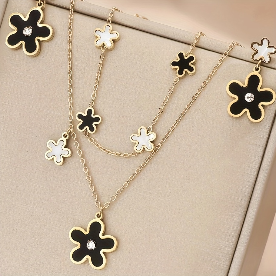 Necklace Bracelet Earrings Set Golden Yellow Stainless Steel - Temu ...