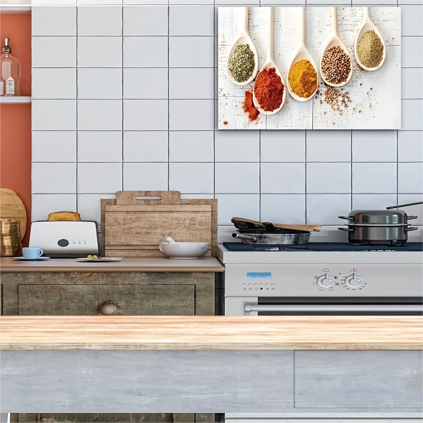 ( Framed) Kitchen Wall Decor Spoons Spices Canvas Art - Temu New Zealand
