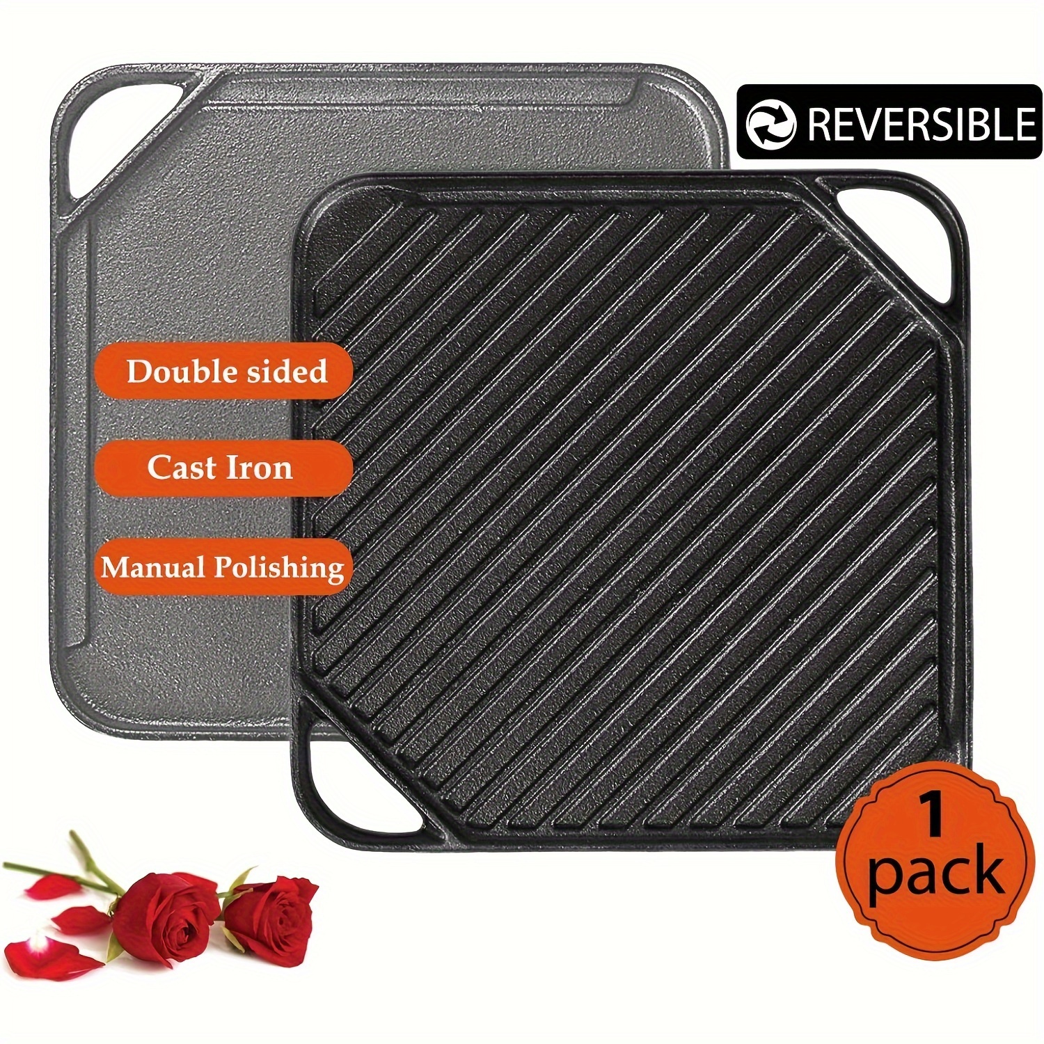 Cast Iron Reversible Griddle Plate: Suitable Open Fire Oven - Temu Belgium
