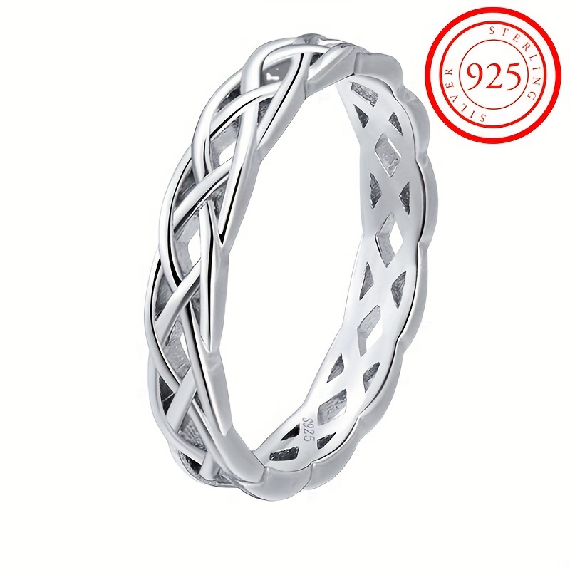 925 Sterling Silver Simple Elegant Finger Ring Ladies Unique - Temu Canada