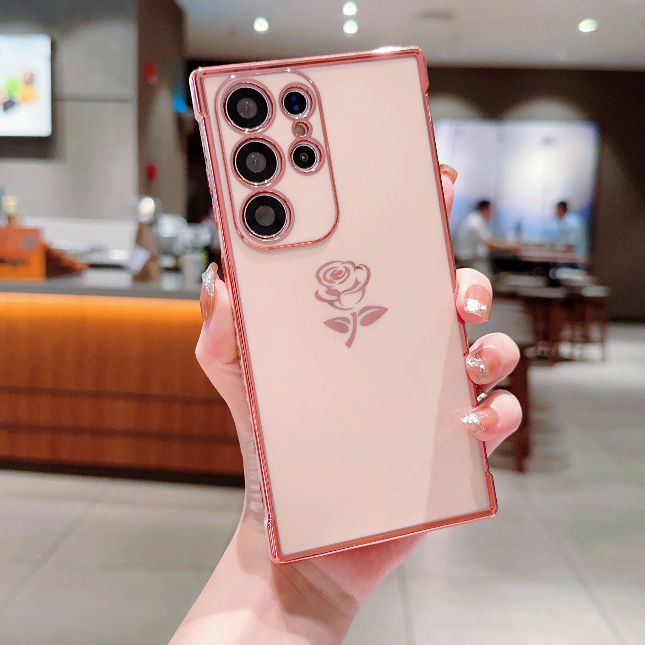 New Electroplating Craft Rose Pattern Samsung Phone Case - Temu New Zealand