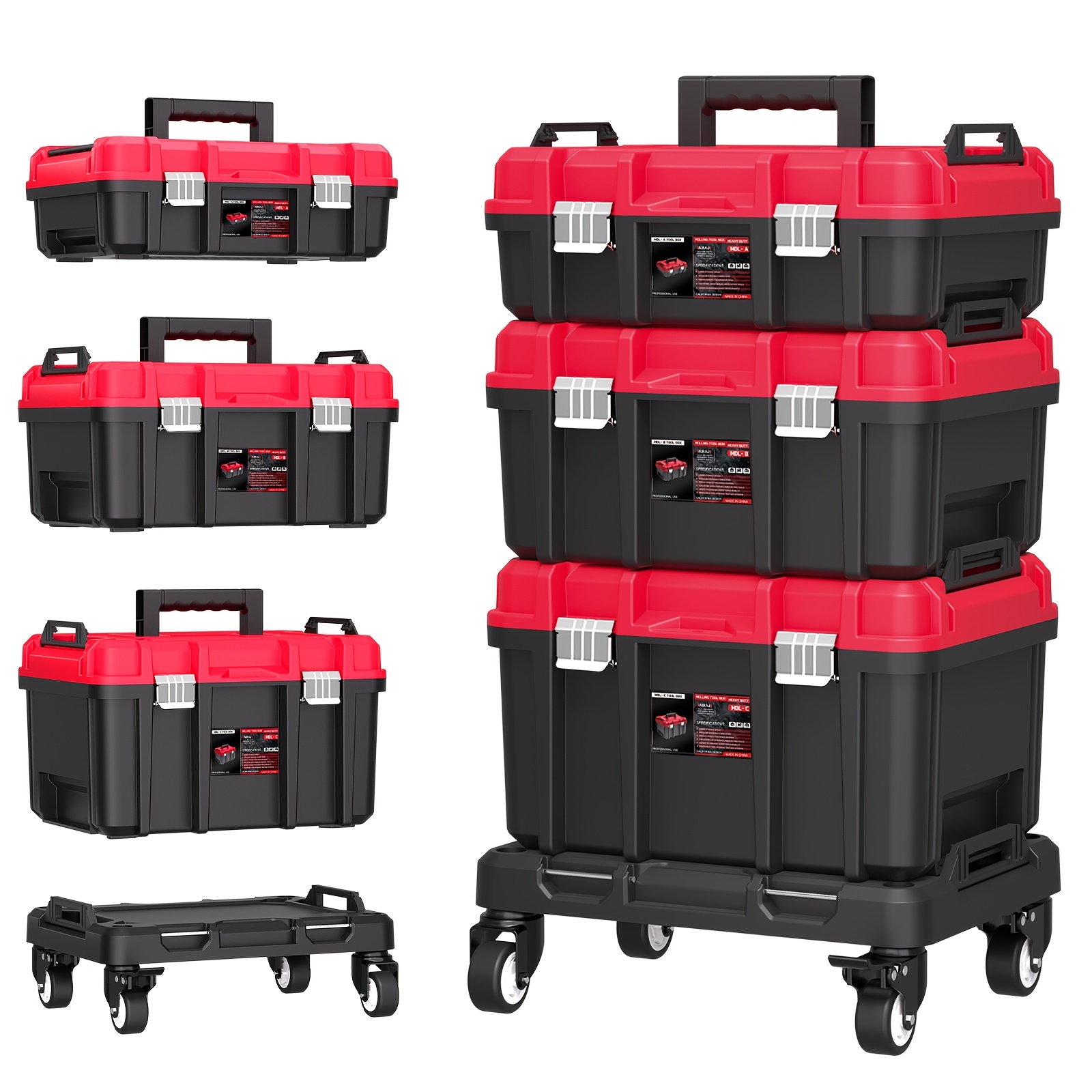 stackable tool boxes sold on Temu United States