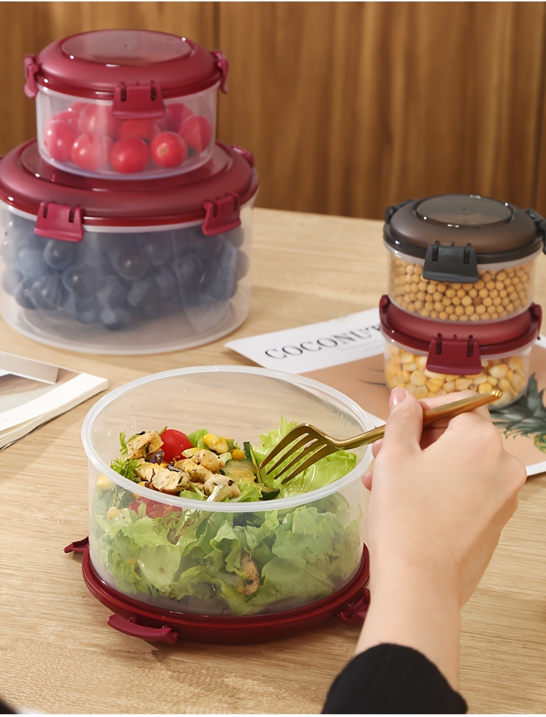 Round Airtight Food Storage Containers Set Bpa Free Plastic - Temu