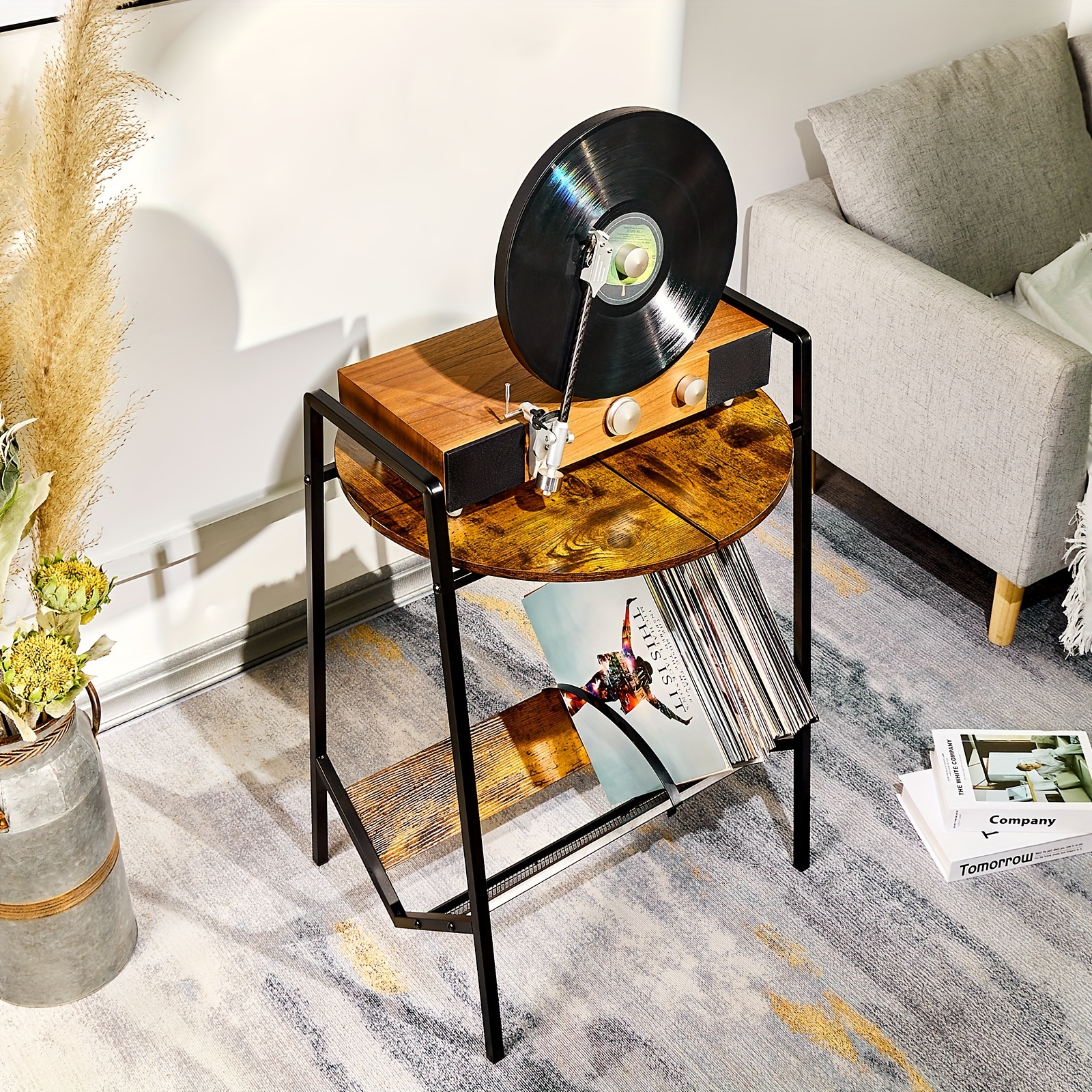 Wooden Record Player Stand - United
