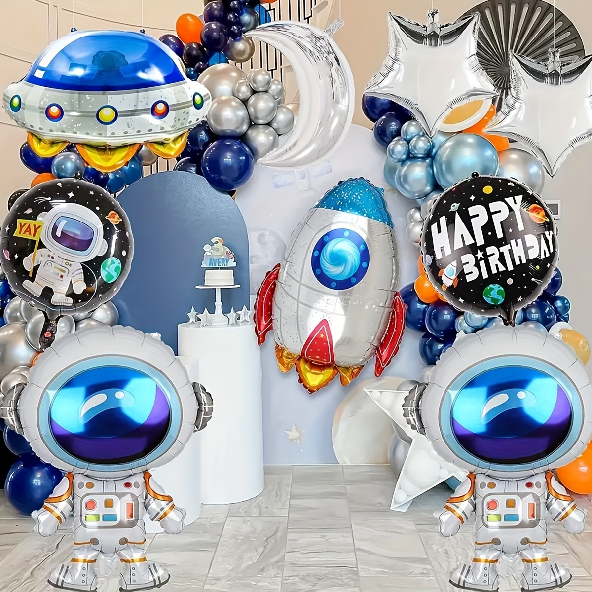 Conjunto 5 Globos Papel Aluminio Temática Espacial - Temu Mexico