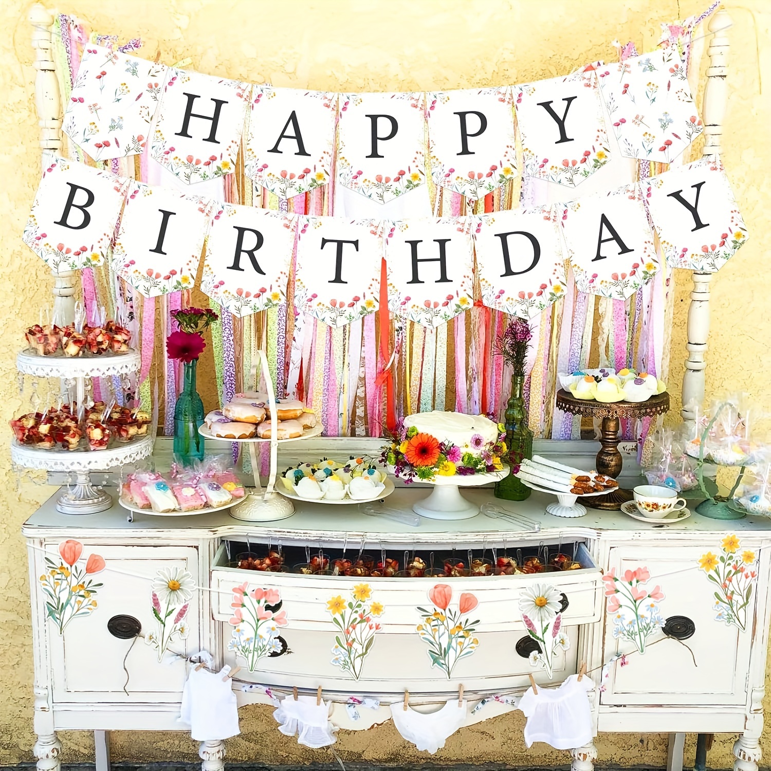 Daisy Birthday Decorations Vibrant Daisy Flower Happy Birthday Banner ...