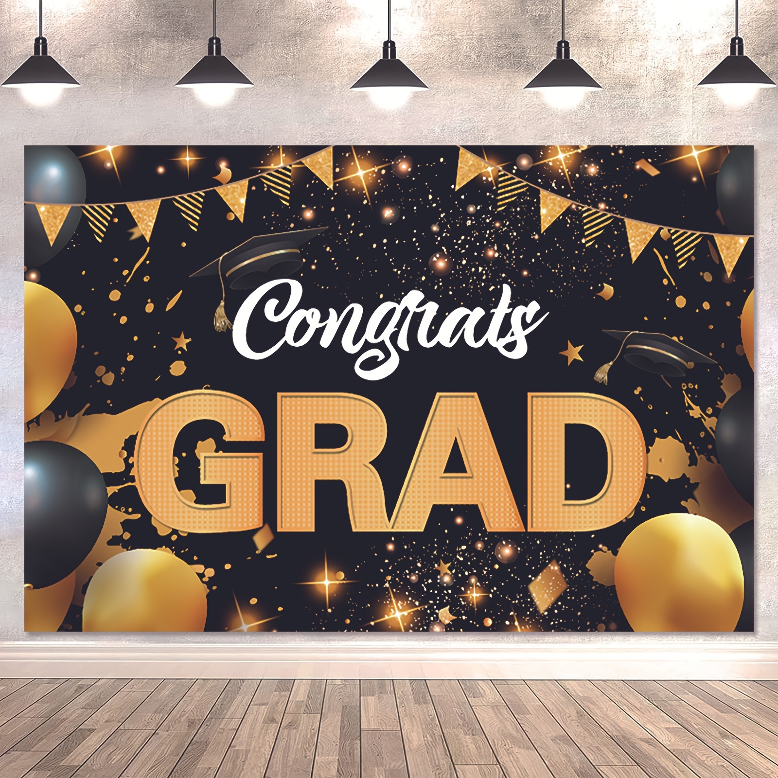 Graduation Backdrop Banner Black Large Congrats Grad Party - Temu Canada