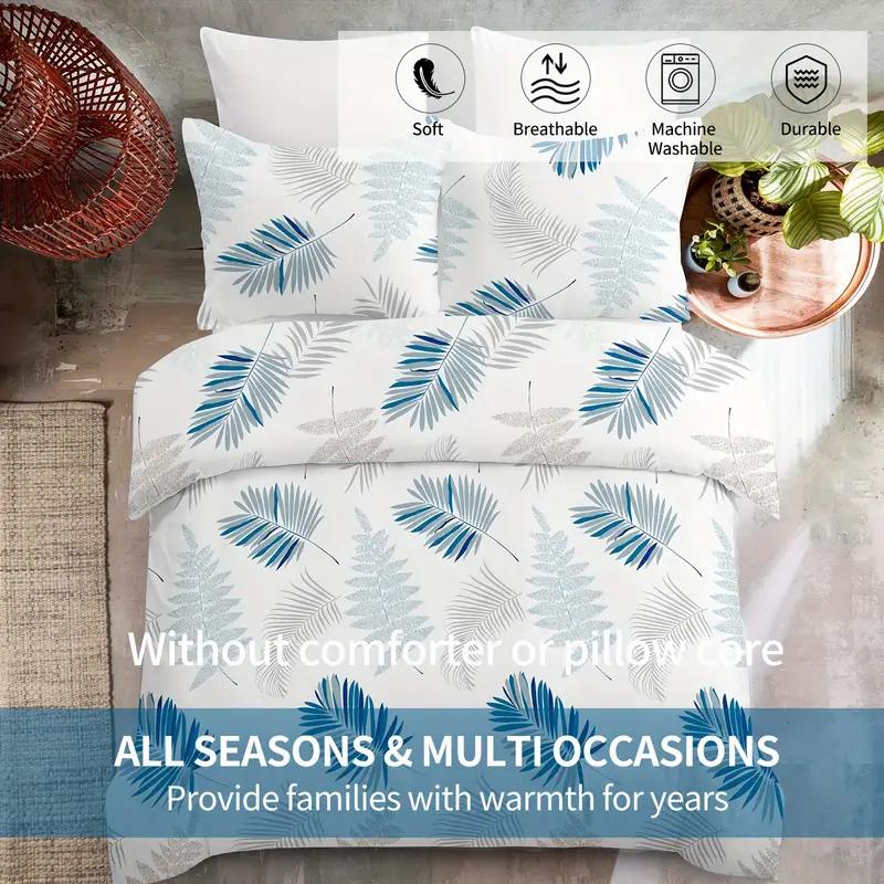 Duvet Cover Set Leaf Print Bedding Set Soft Comfortable Temu