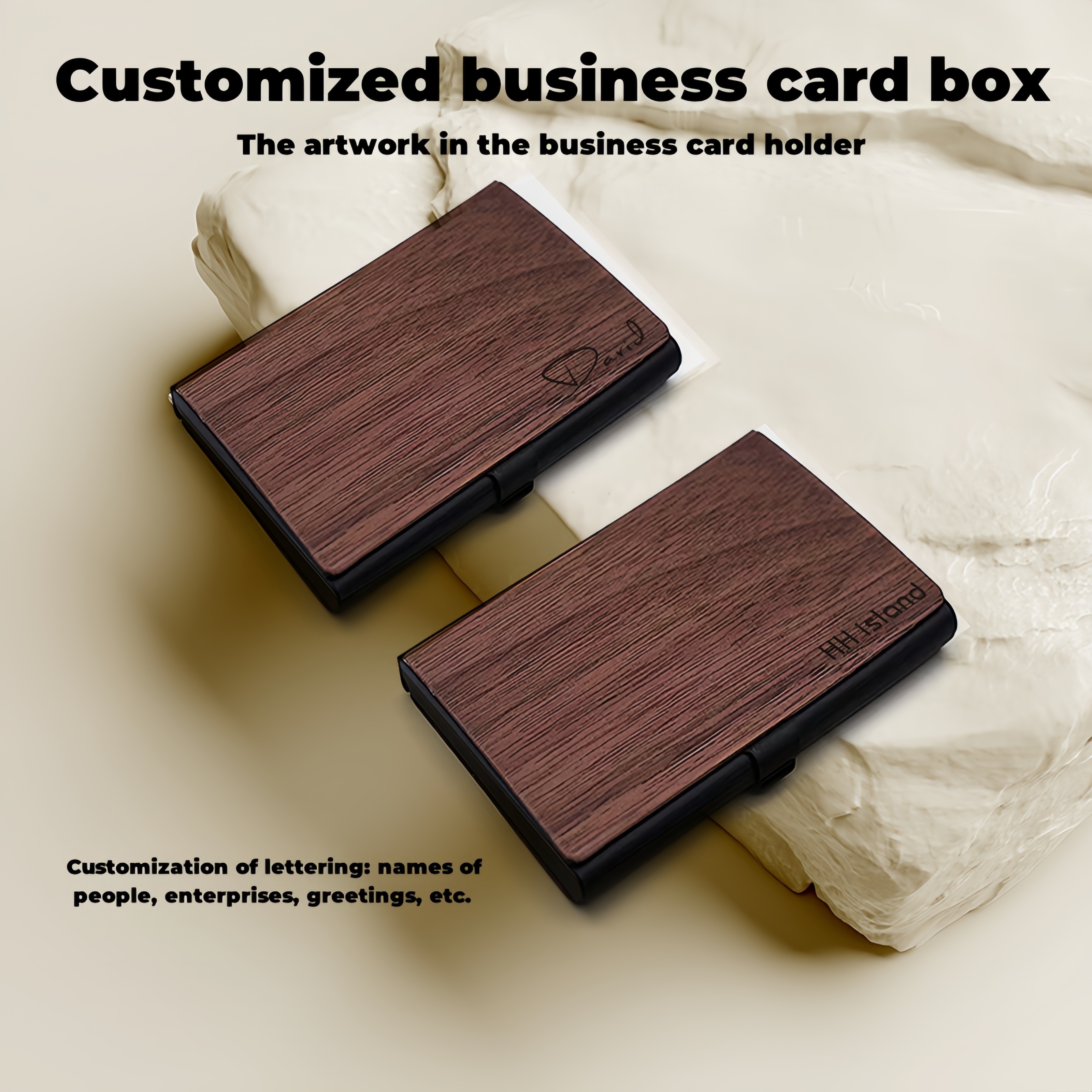 Customized Business Card Box Exquisite High grade Walnut - Temu Ireland