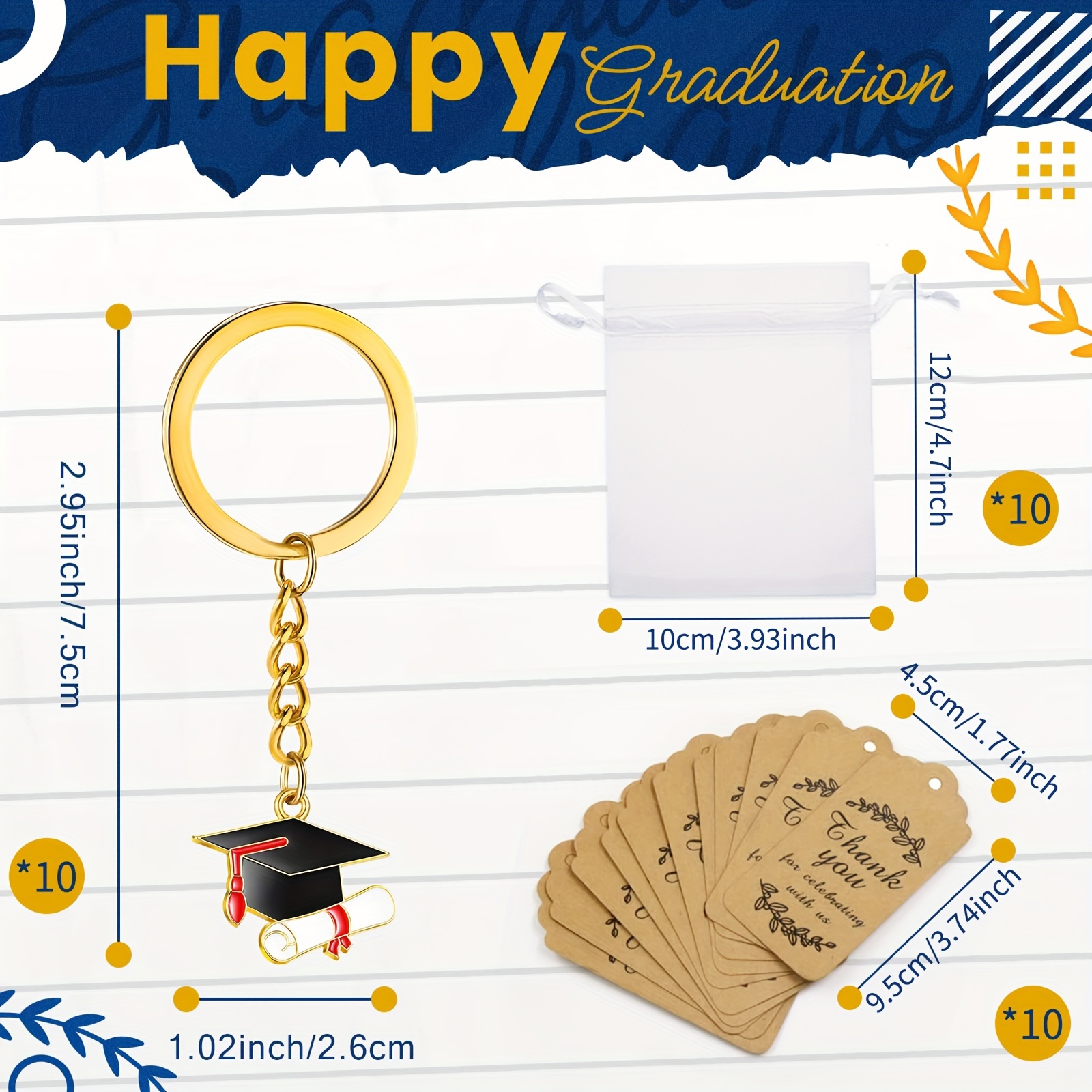 Graduation Keychain Graduation Gifts Thank Card Organza Bag - Temu ...