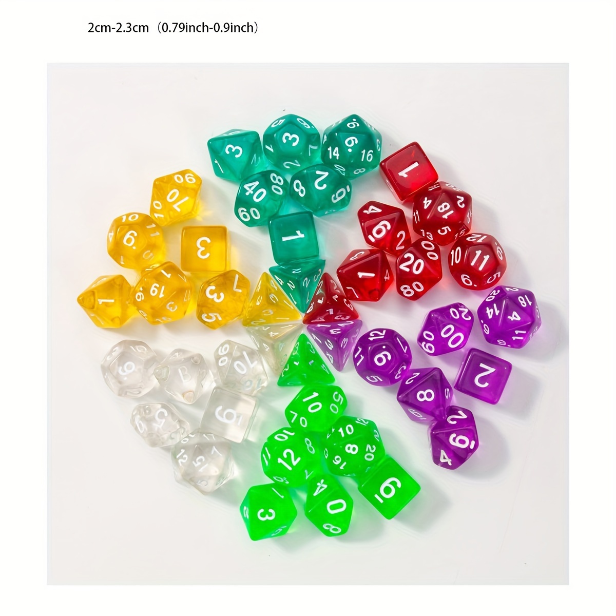 Acrylic Dice Set For And Trpg, 7-piece Polyhedral Gaming Dice Set With ...