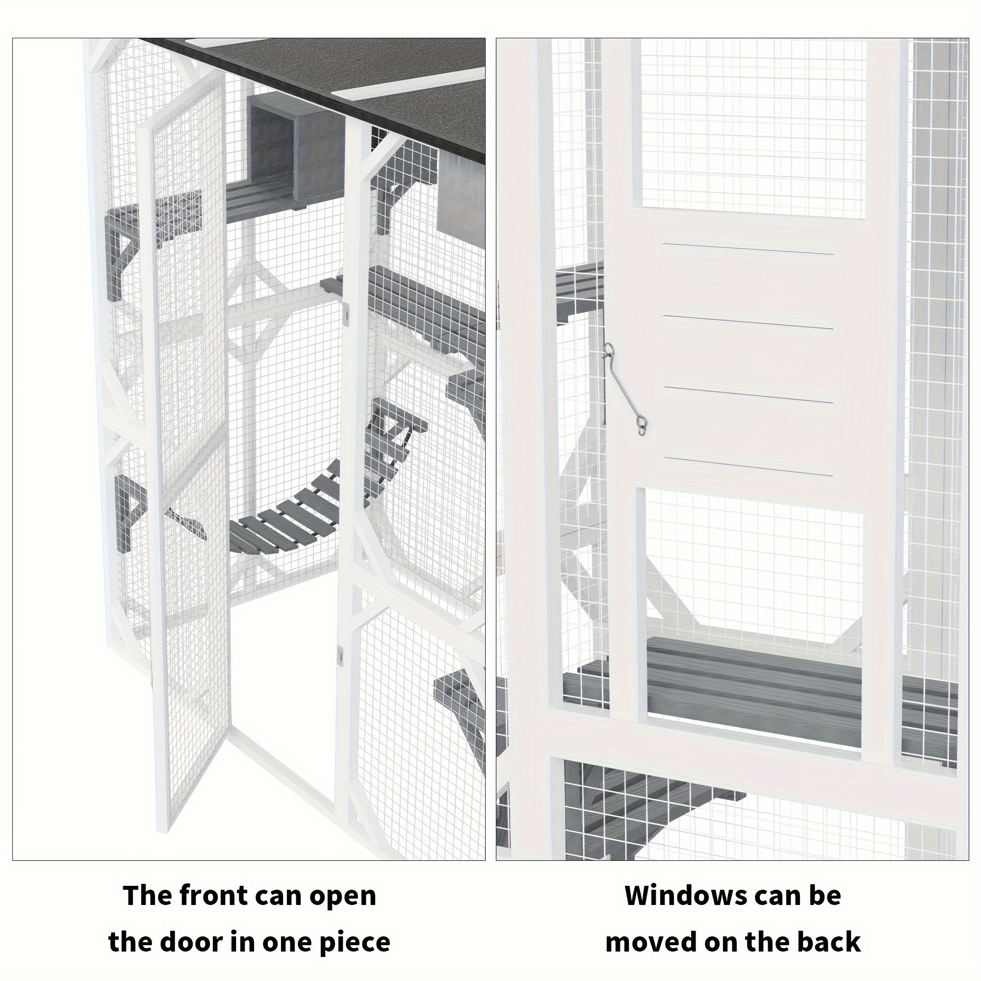 Cat House Outdoor Cat Enclosures Large Wooden Cat Cage - Temu
