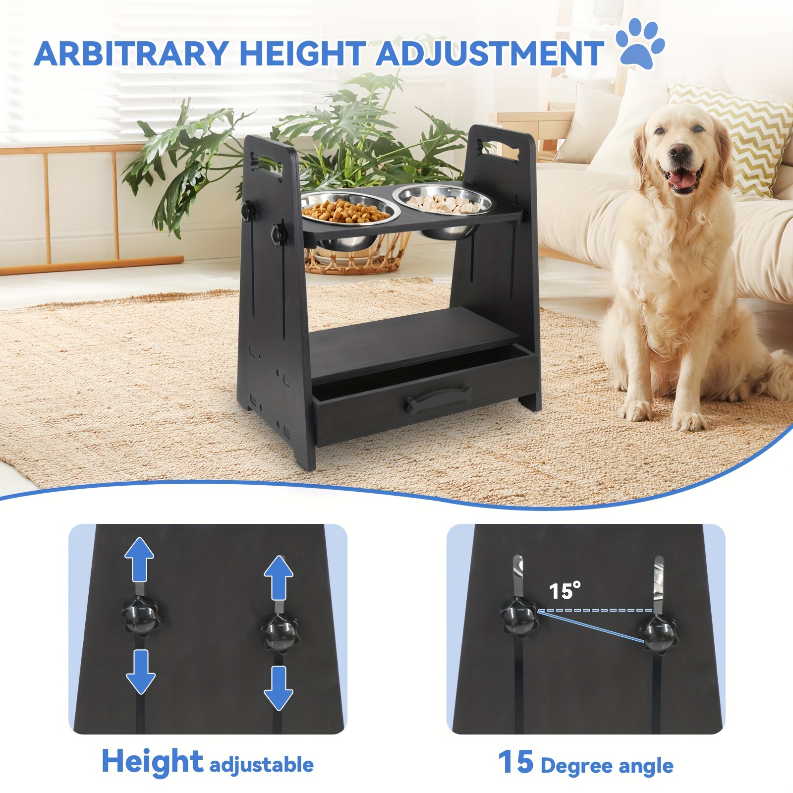 elevated dog bowl stand stainless steel bowls: wooden anti - Temu