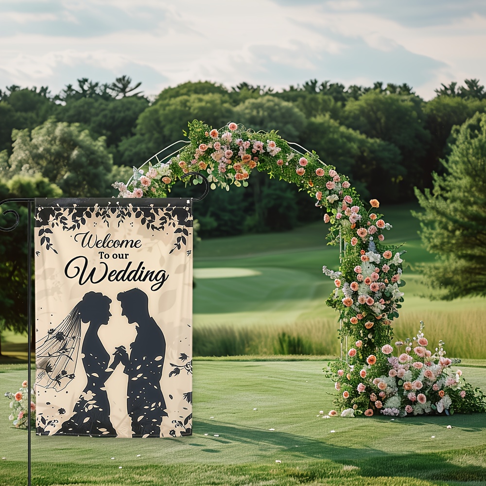 Welcome Wedding Garden Flag Bride Groom Anniversary Party - Temu