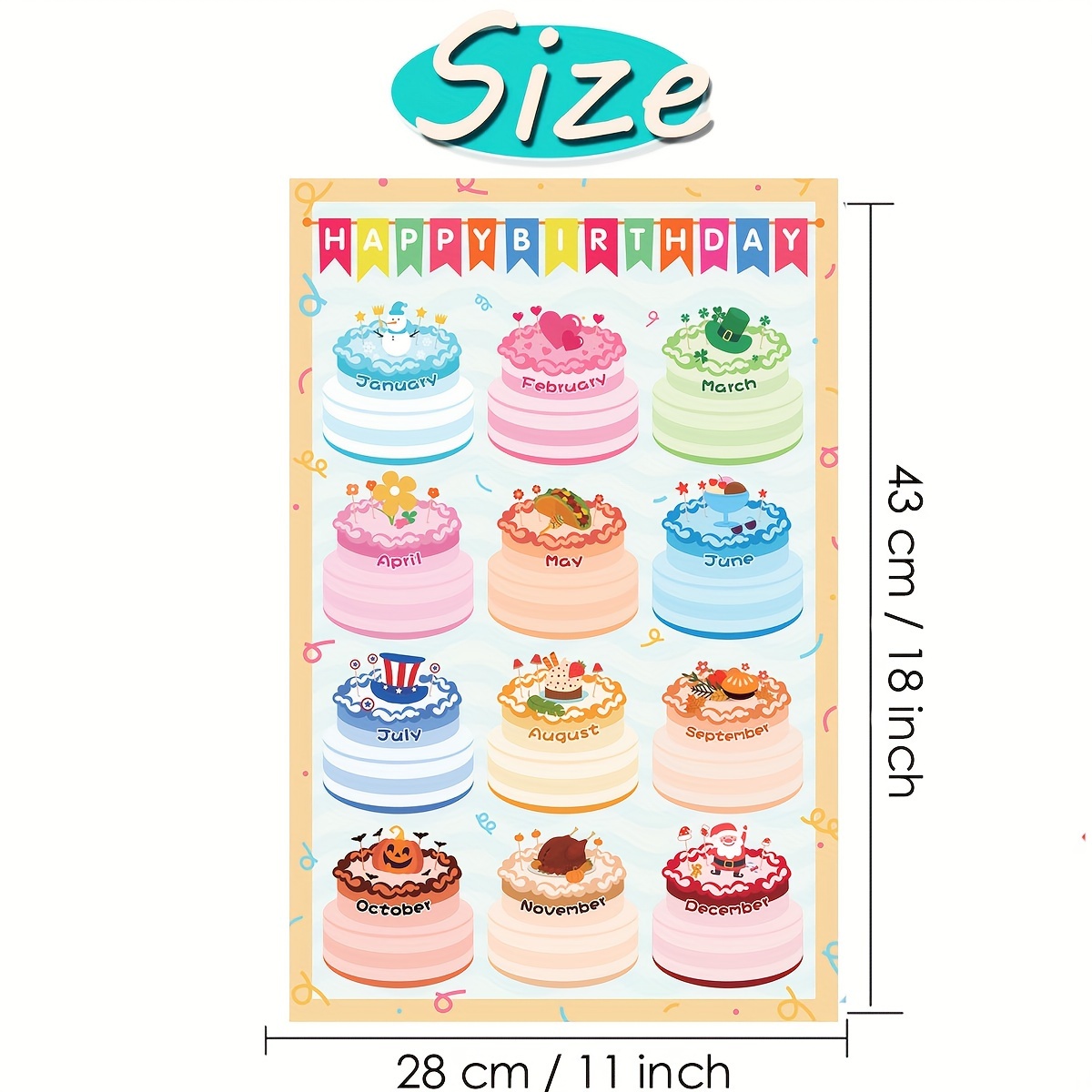 Affiche Éducative Thème Anniversaires Cadre Calendrier - Temu France