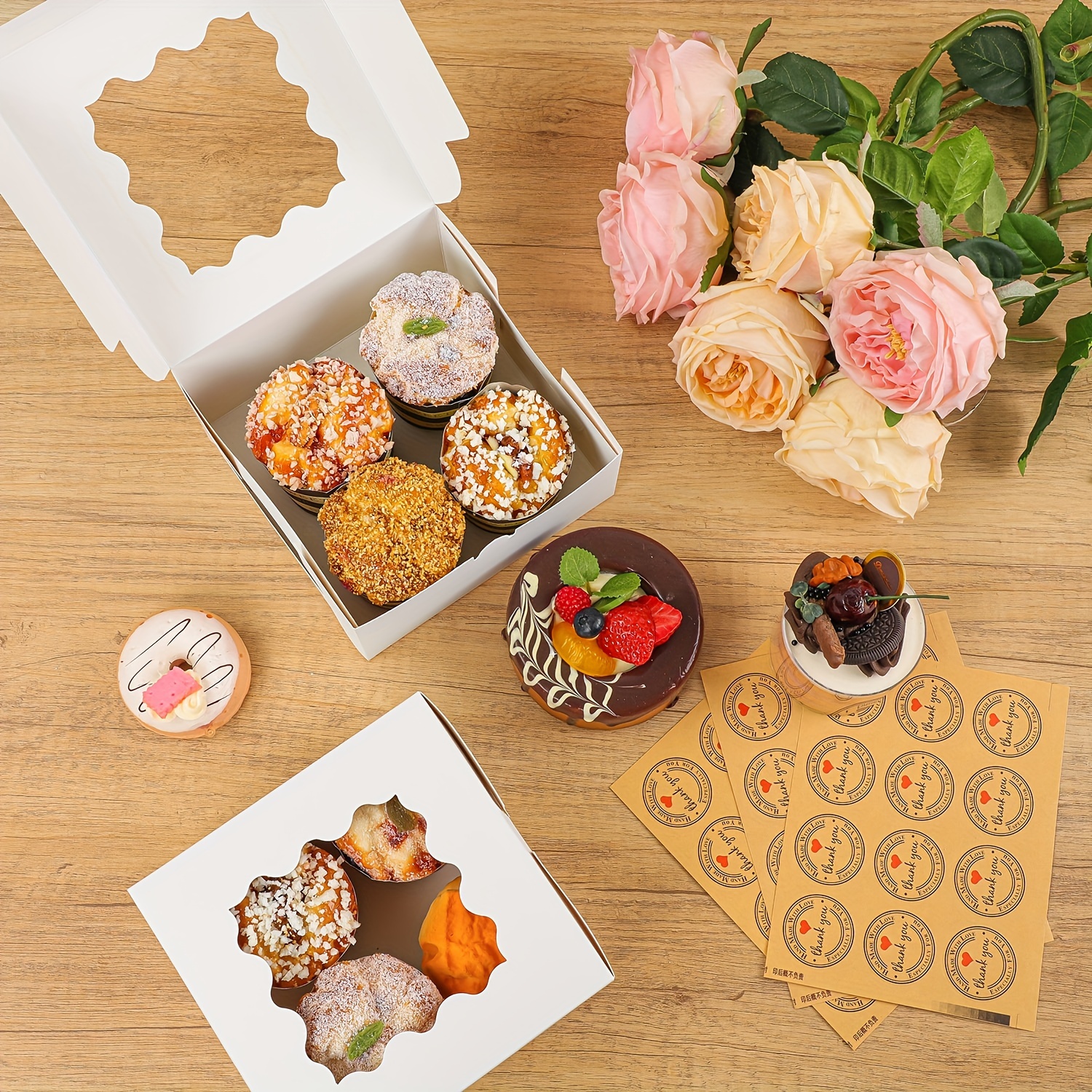 White Bakery Boxes Cake Boxes Window Cookie Boxes - Temu