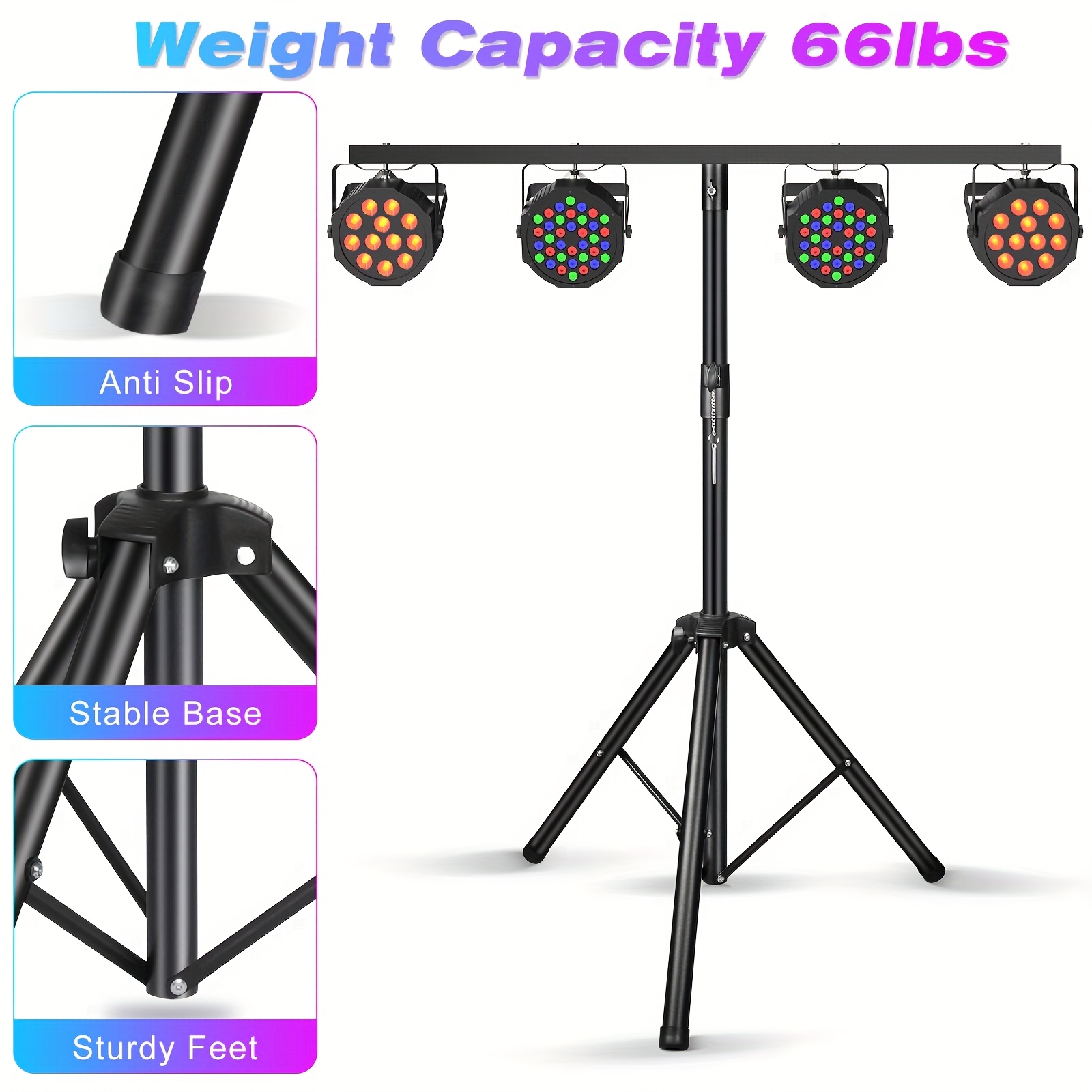 Iron Dj Tripod Stand Adjustable Top T bar Sturdy Unpowered - Temu