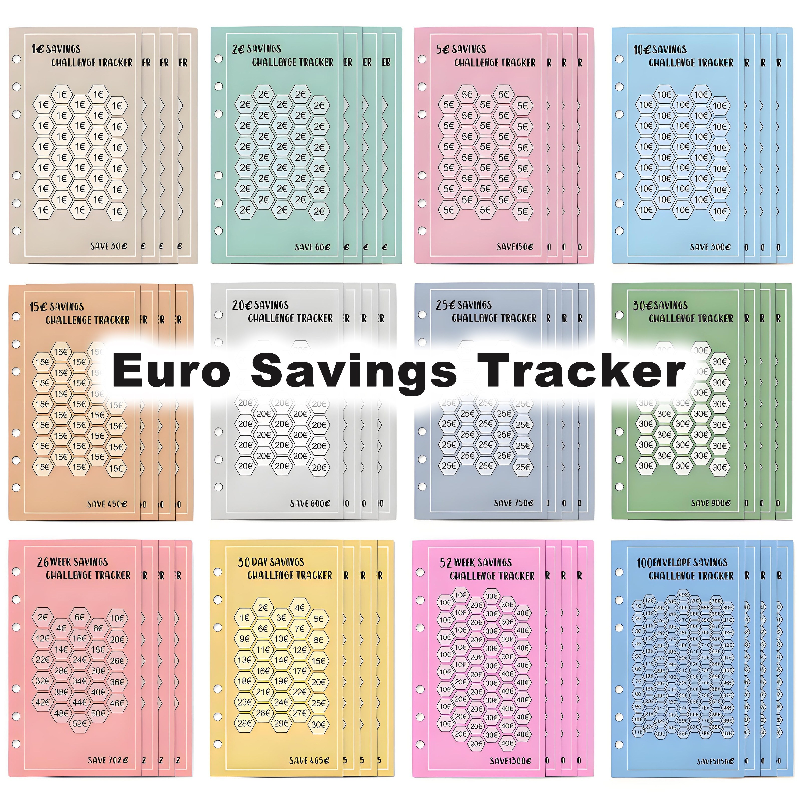 TEMU 48pcs Eur/usd Money Saving Challenge Punch Card, Money Saving Plan ...