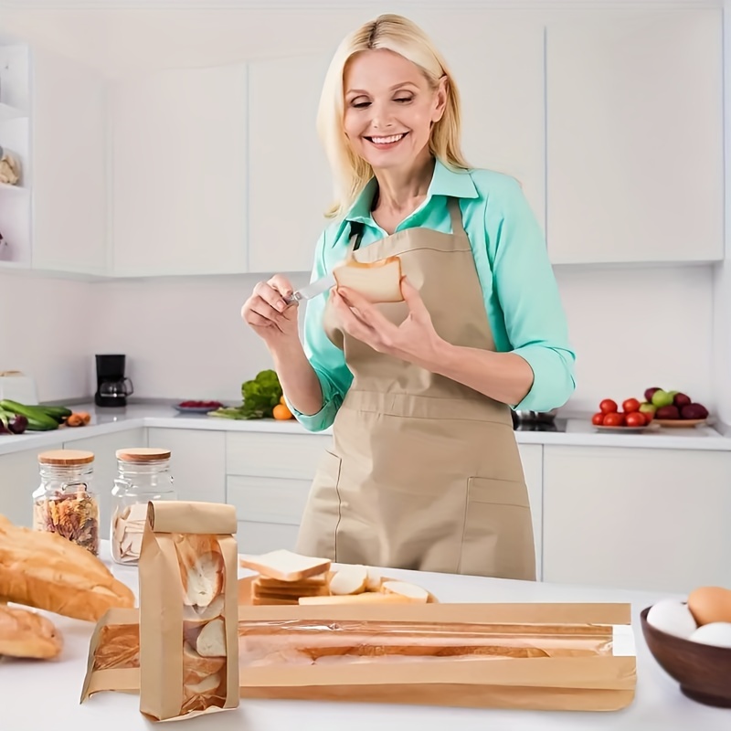 Kraft Paper Bread Bags Front Window Disposable Long Baguette - Temu
